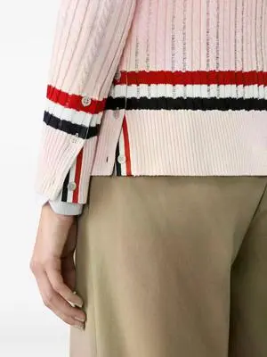 Thom Browne Rwb Stripe Baby Ladder Cable Elongated Cardigan - Pink