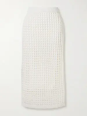 Max Mara Crocheted Cotton Midi Skirt - White