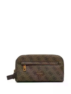 Guess Milano 4g-logo Zip Wash Bag - Brown