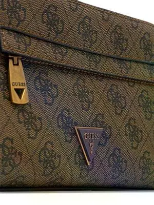 Guess Milano 4g-logo Zip Wash Bag - Brown