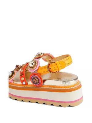 Kurt Geiger Crystal Embellished Platform Sandals - Gold