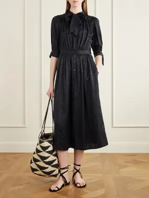Maison Mayle Leopard Jacquard Silk Midi Dress