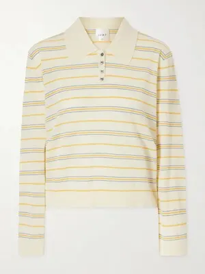 LESET James Striped Merino Wool Polo Shirt - Yellow