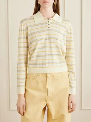 LESET James Striped Merino Wool Polo Shirt - Yellow