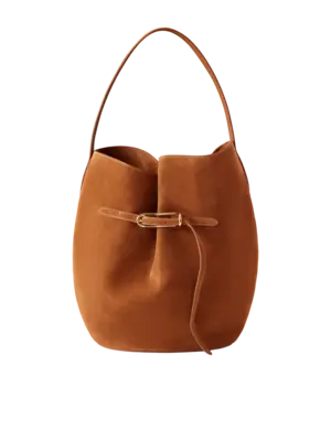 LIFFNER Large Belted Suede Bucket Bag - Brown