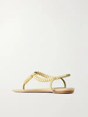 Le Monde Beryl Beaded Leather Flat Sandals