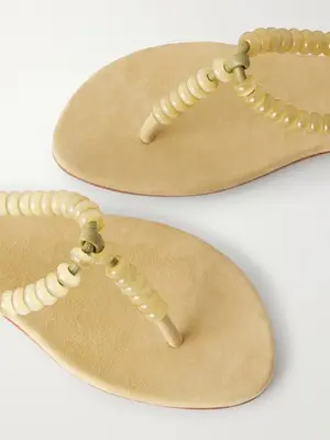 Le Monde Beryl Beaded Leather Flat Sandals
