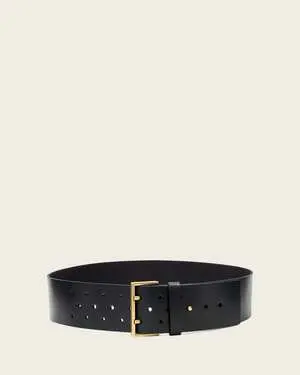 ALLSAINTS Lou Wide Leather Belt - Black