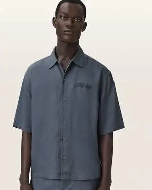 ALLSAINTS Circe Oversized Short Sleeve Shirt - Blue