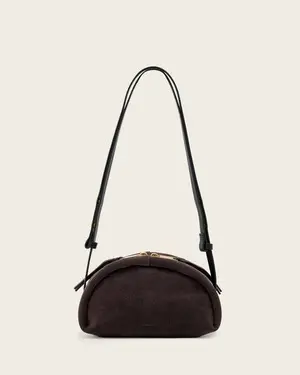 ALLSAINTS Rosalie Arc Suede Crossbody Bag - Brown