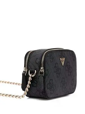 Guess Monogram Crossbody Bag With Chain Strap - Grey