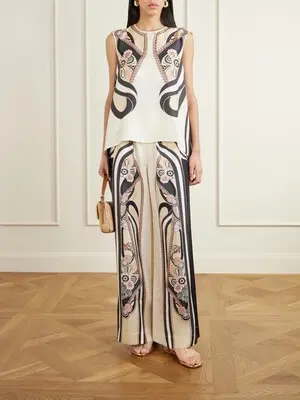 La DoubleJ Palazzo Printed Silk-twill Pants