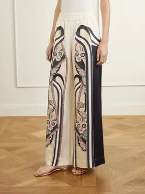 La DoubleJ Palazzo Printed Silk-twill Pants