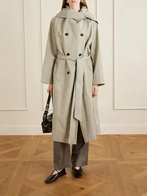 KALLMEYER Dorothy Double-breasted Belted Cotton-blend Trench Coat - Green