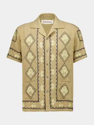 BAZISZT Taupe Mexican Shirt - Beige
