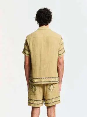 BAZISZT Taupe Mexican Shirt - Beige