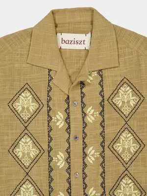 BAZISZT Taupe Mexican Shirt - Beige