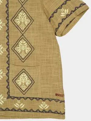 BAZISZT Taupe Mexican Shirt - Beige