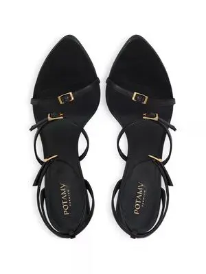 POTAMY Buckle Strap Sandals - Black