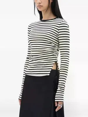 ANN DEMEULEMEESTER Oke Striped Jersey Top - Neutrals