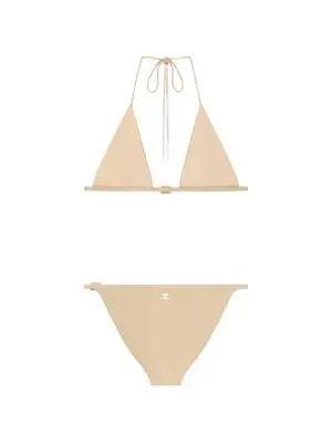 COURREGES Buckle-Detail Triangle Bikini Neutrals