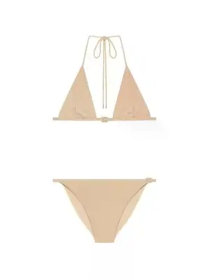 COURREGES Buckle-detail Triangle Bikini - Neutrals