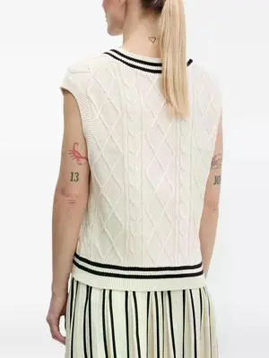 Guess Striped V-neck Vest - Neutrals