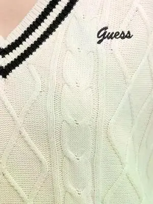 Guess Striped V-neck Vest - Neutrals