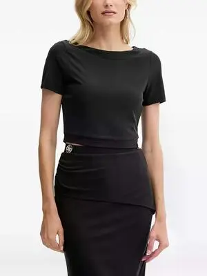 Guess Ribbed Knit Short-sleeve T-shirt - Black