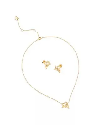 Guess Necklace And Earrings Set - Gold