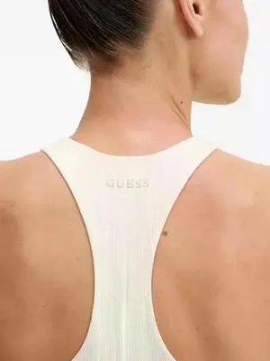 Guess Ribbed Racerback Tank Top - White