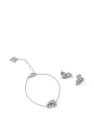 Guess Heart-embellished Necklace And Earrings Set - Silver