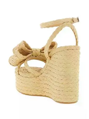 Mach & Mach Cadeau Bow Raffia Sandals - Neutrals
