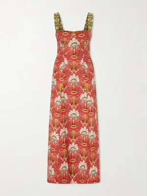 EMPORIO SIRENUSE Azzurra Floral-print Midi Dress - Red