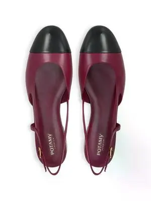POTAMY Cap-toe Strap Ballet Flats - Red