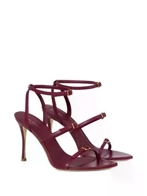 POTAMY Buckle Strap Leather Stiletto Sandals - Red