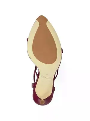 POTAMY Buckle Strap Leather Stiletto Sandals - Red
