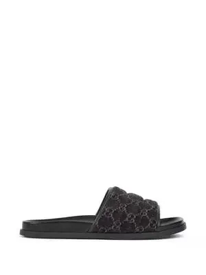 Gucci Gg Quilted Slides - Black