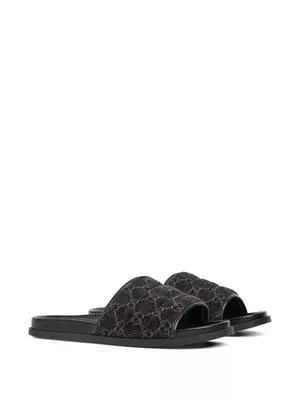 Gucci Gg Quilted Slides - Black