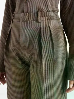 Manière De Voir Julie Houndstooth Pleated Wide Leg Trousers