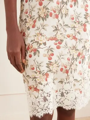 DÔEN Elowette Floral-print Silk-satin Midi Skirt With Lace Trim - Multi