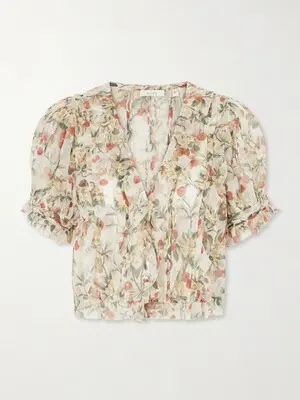 DÔEN Salona Floral-print Silk-georgette Blouse - Multi
