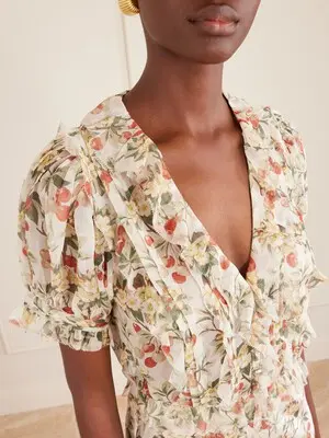 DÔEN Salona Floral-print Silk-georgette Blouse - Multi