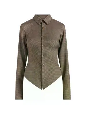 Manière De Voir Maniere De Voir Houndstooth Fitted Shirt - Brown
