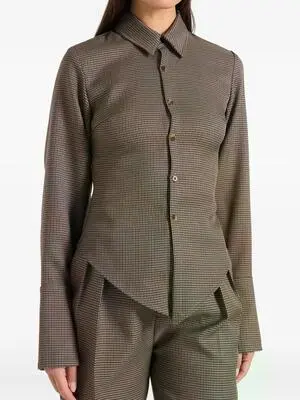 Manière De Voir Maniere De Voir Houndstooth Fitted Shirt - Brown