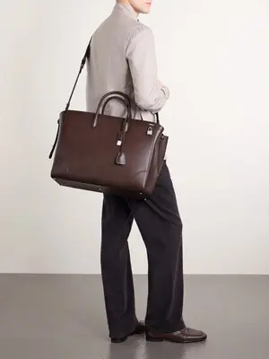 Dunhill Century 45 Patina-leather Weekend Bag
