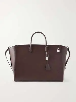 Dunhill Century 45 Patina-Leather Weekend Bag Chocolate