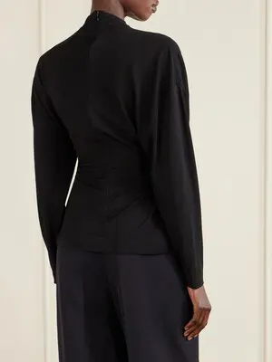 Bottega Veneta Embellished Gathered Jersey Top - Black
