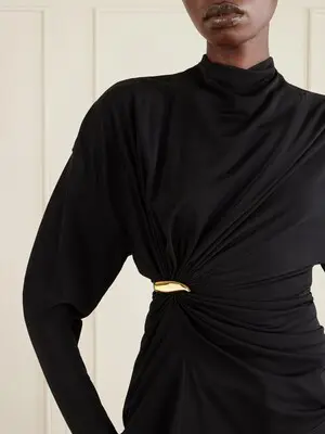 Bottega Veneta Embellished Gathered Jersey Top - Black