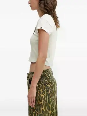 A BATHING APE Logo Print Cropped T-shirt